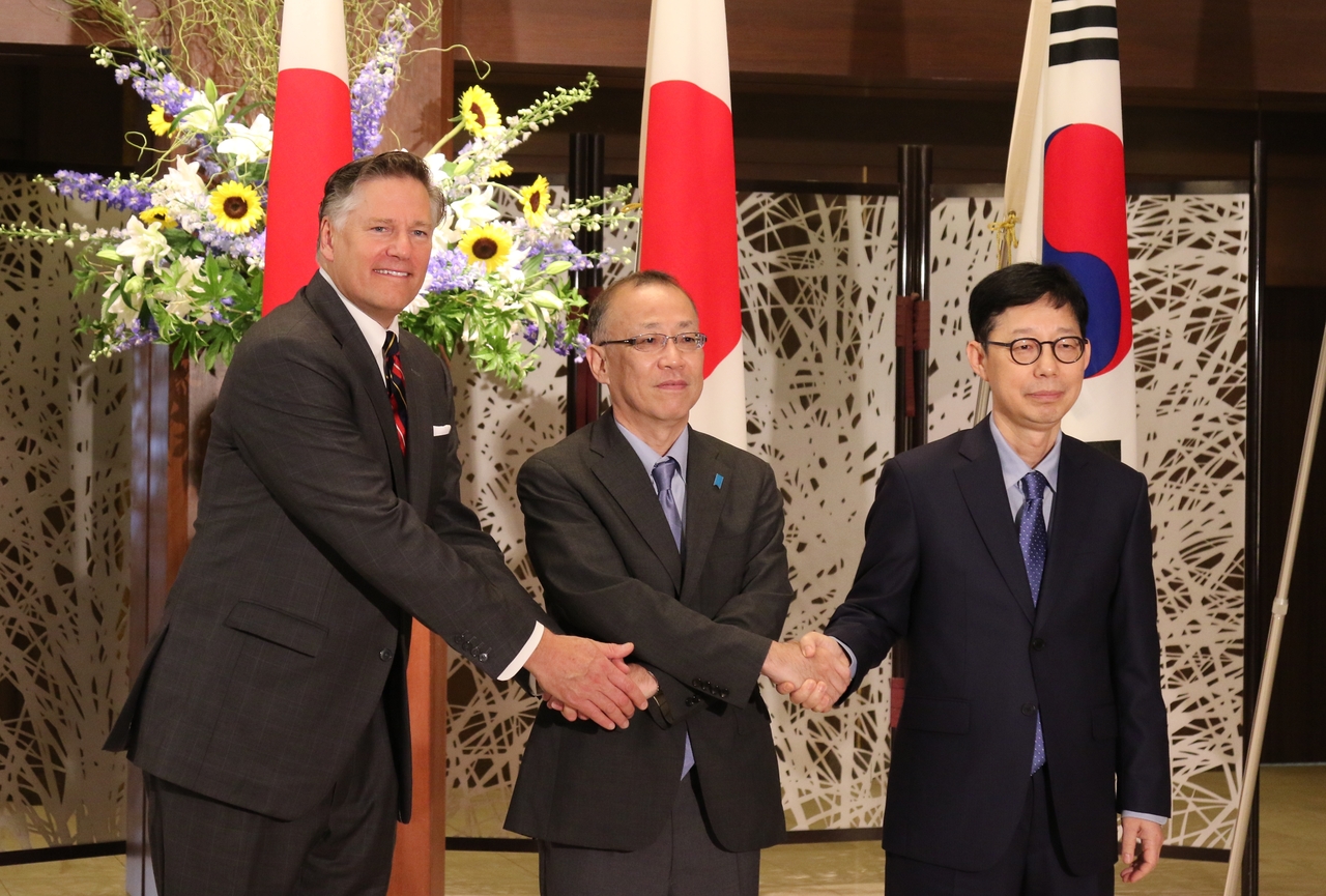 S. Korea, US, Japan reaffirm 'strong' NK deterrence in high-level ...