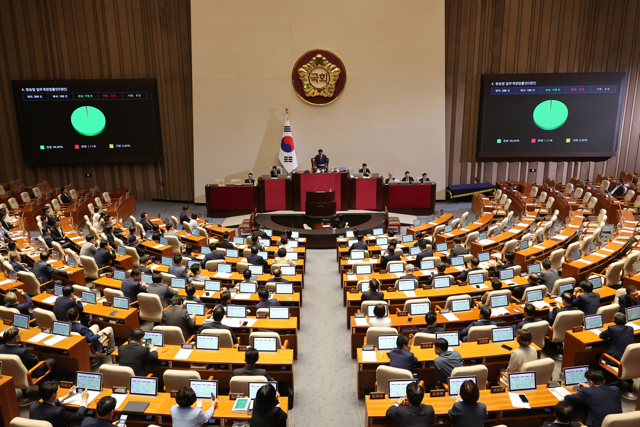 Assembly ends filibuster, passes DP-led broadcasting bill - The Korea ...